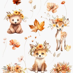 Watercolor Autumn Animals Clipart - Watercolor Nursery Clipart ...