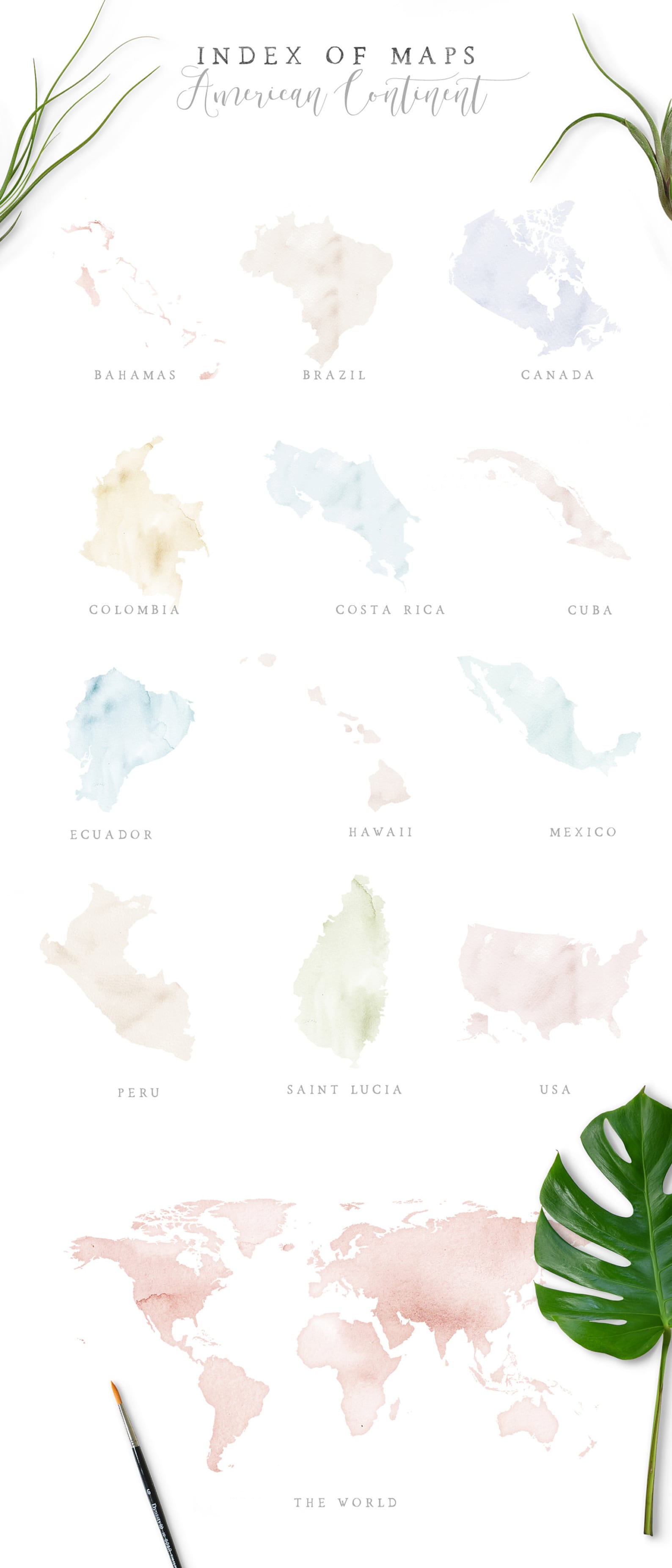 Watercolor Maps Watercolor Map Creator World Map Clipart - Etsy