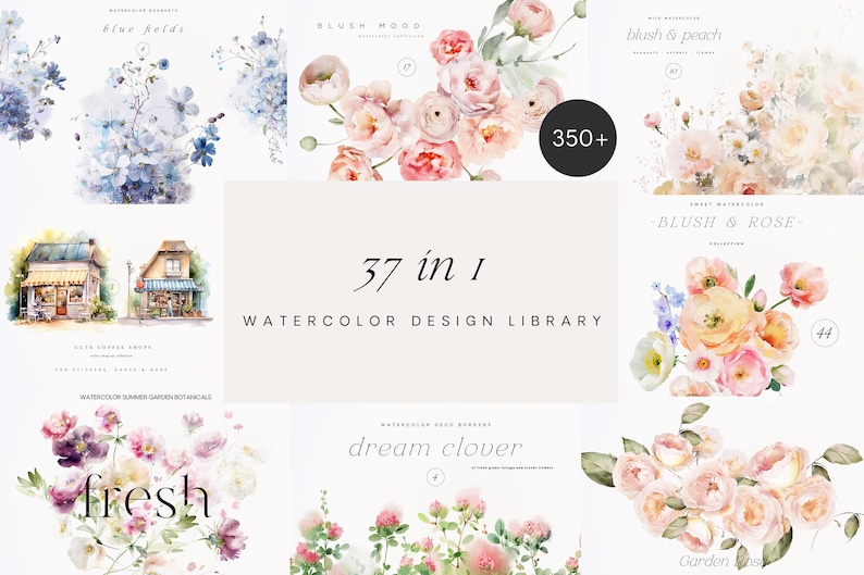 Summer Watercolor Clipart Bundle - Summer Clipart Bundle - Watercolor ...