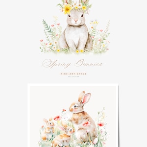 Watercolor Bunnies Clipart - Nursery Spring Clipart - Spring Clipart ...