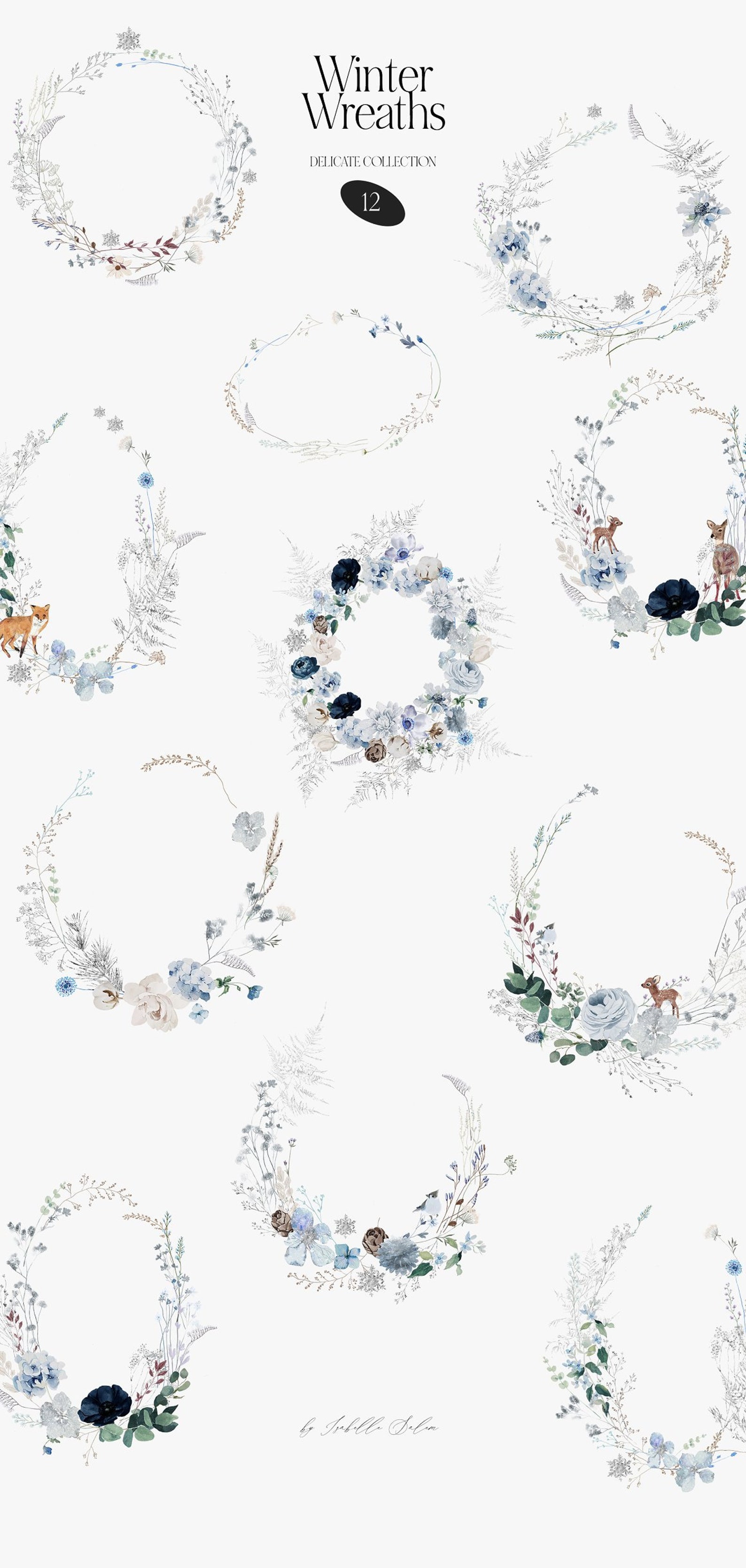 Watercolor Winter Clipart Christmas Set Clipart Winter - Etsy