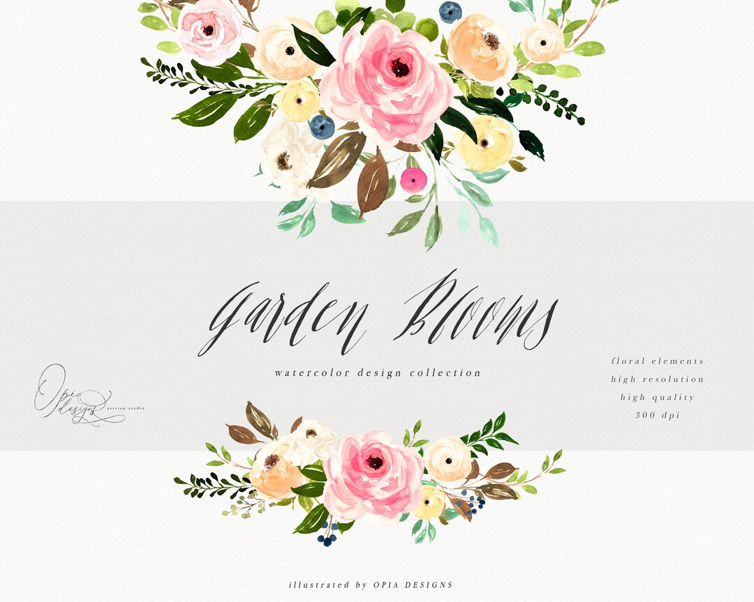 Rustic Florals Watercolor Clipart Peony and Rose Clipart - Etsy Canada