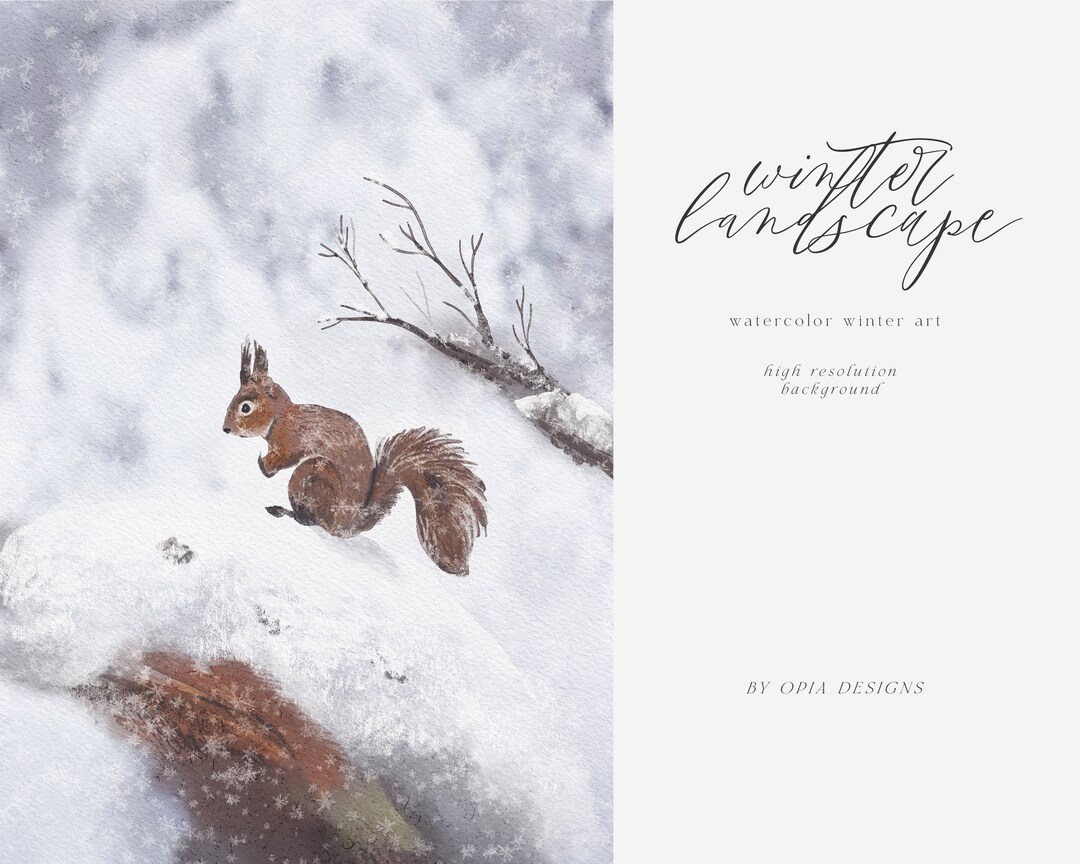 Winter Woodland Clipart - Winter Background - Winter Art - Christmas ...