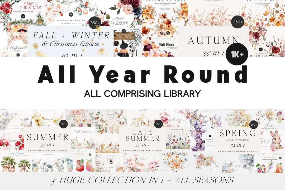 Watercolor Clipart Bundle -seasonal Clipart Bundle -watercolor Bundle ...
