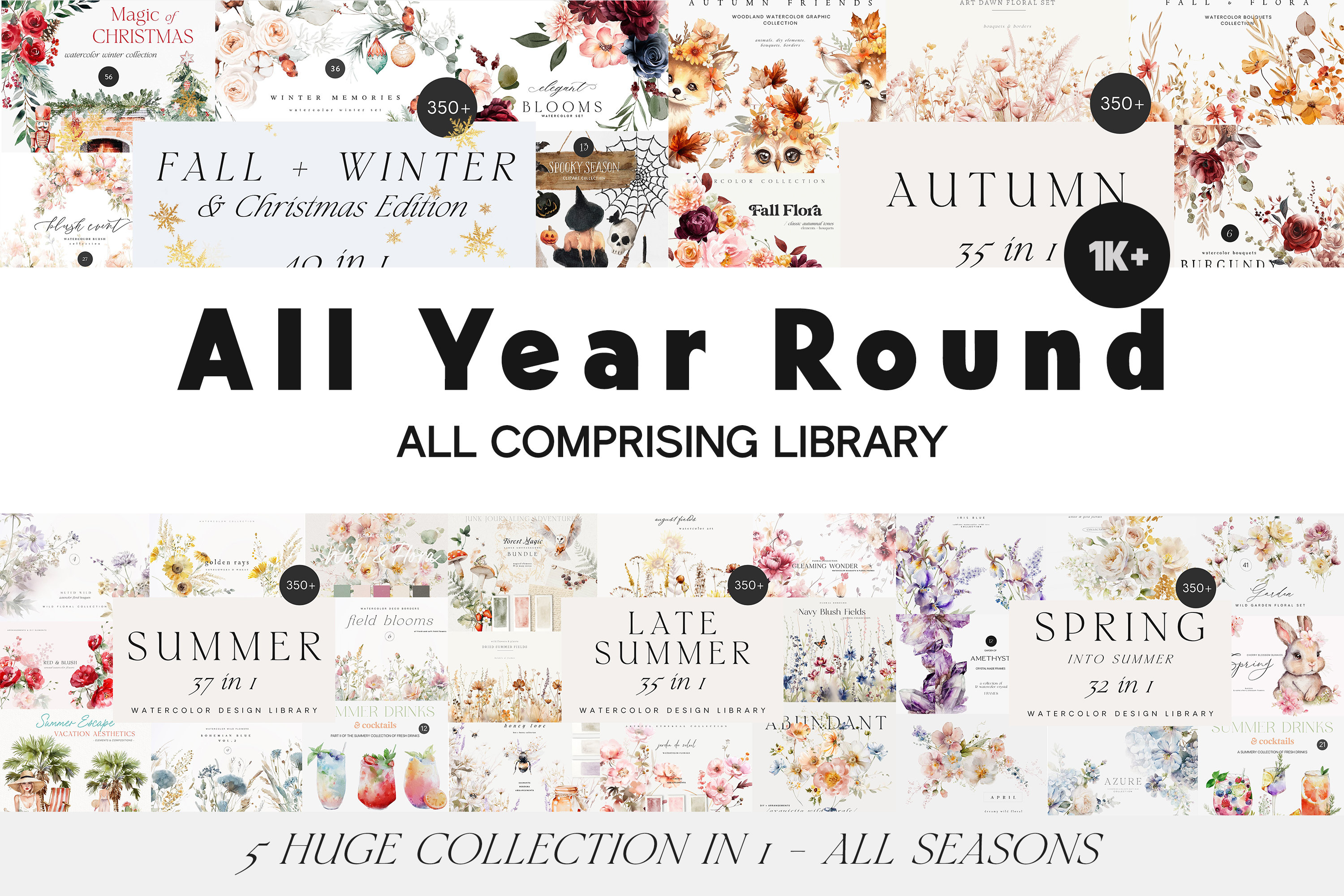 Watercolor Clipart Bundle -seasonal Clipart Bundle -watercolor Bundle ...