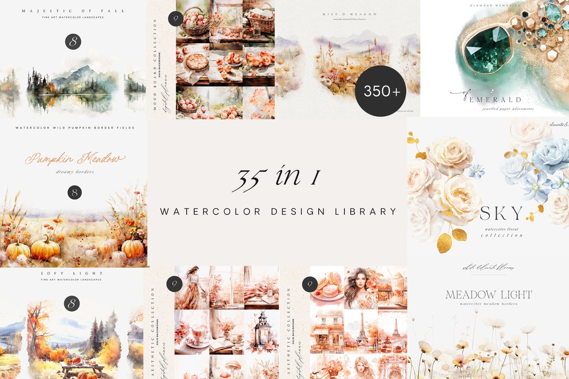 Watercolor Clipart Bundle - Autumn Clipart Bundle - Watercolor Bundle ...