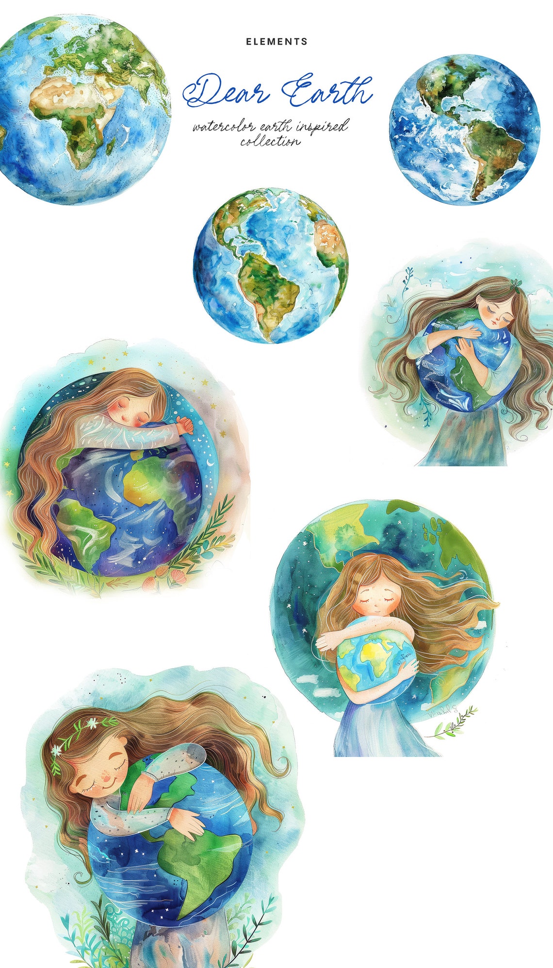 Watercolor Planet Earth Clipart - Watercolor Terra Clipart - Love Earth ...