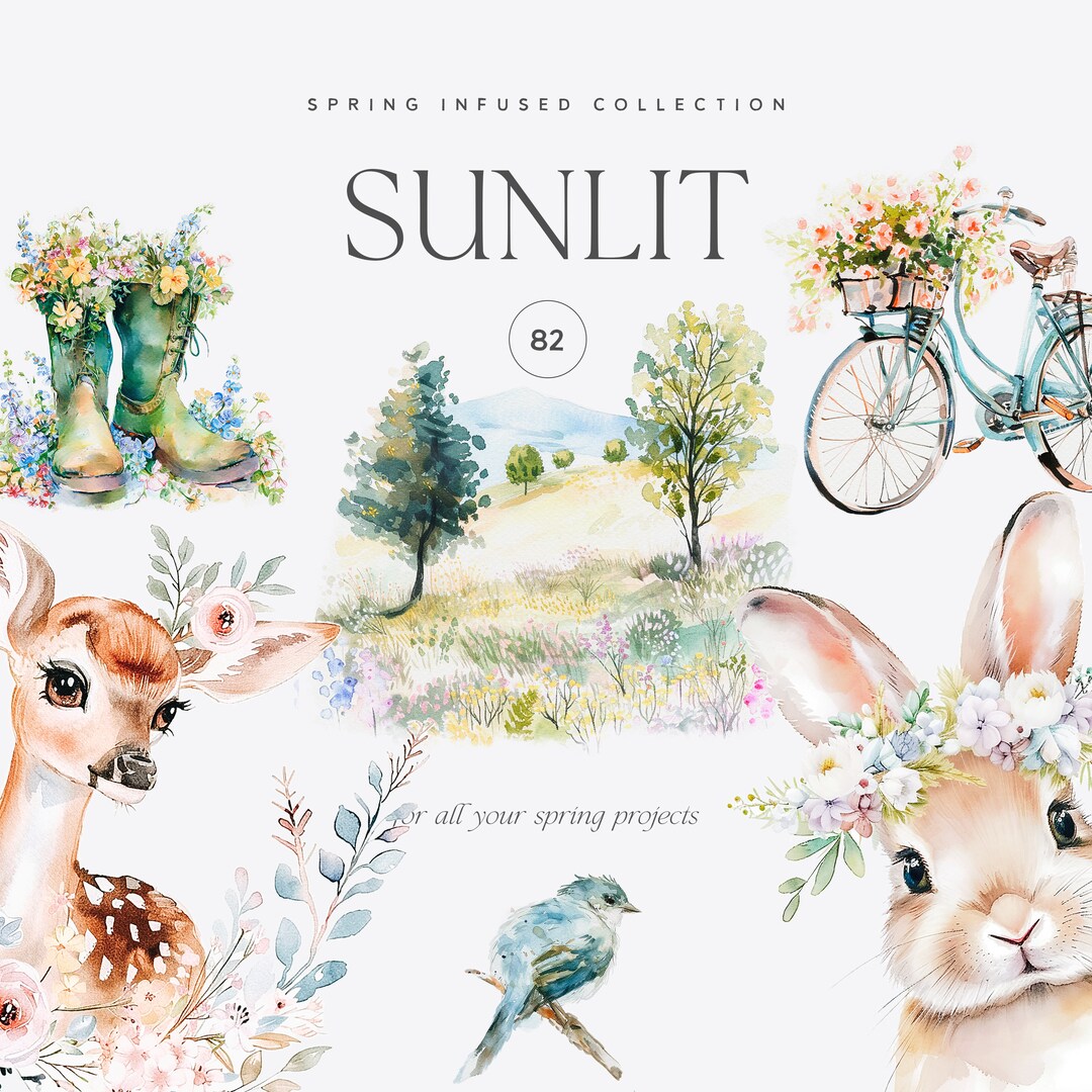Watercolor Spring Collection - Spring Bundle - Spring Set - Spring ...