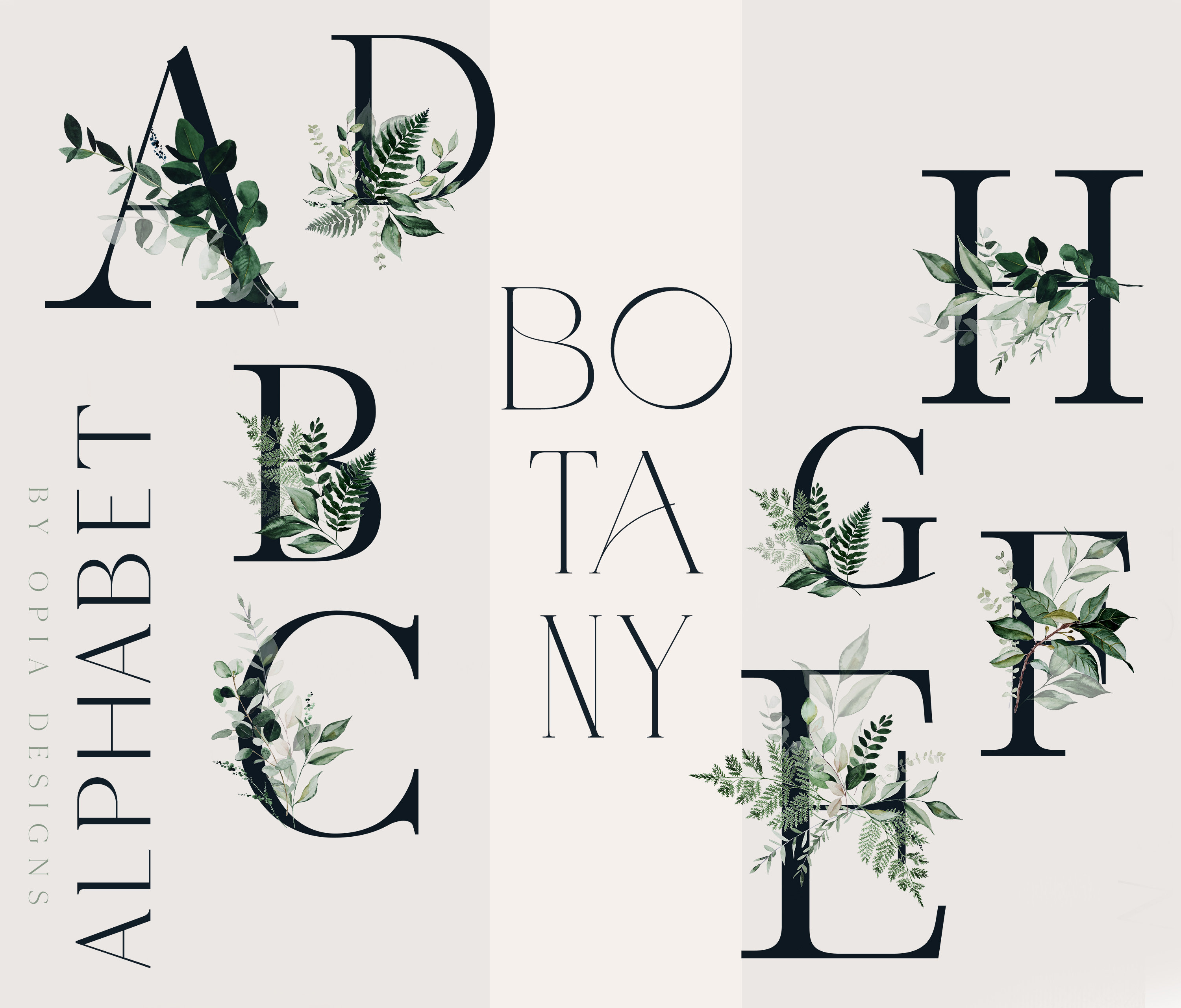 Botanical Alphabet Floral Alphabet Alphabet Clipart - Etsy