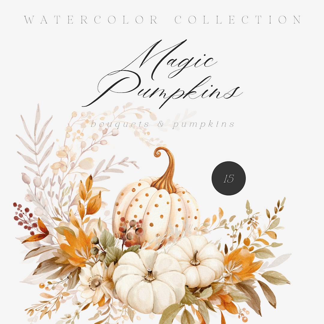 Watercolor Autumn Clipart - Pumpkins Clipart - Fall Watercolor Clipart ...