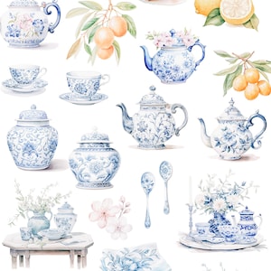 Watercolor Tea Time Clipart - Tea Time Clipart -watercolor Desserts ...