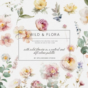 Watercolor Wild Flowers - Wild Flowers Clipart - Floral Clipart ...