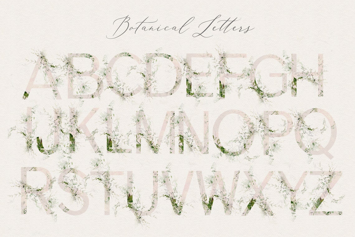 Fine Art Greenery Alphabet - Monogram Letters - Greenery Clipart ...