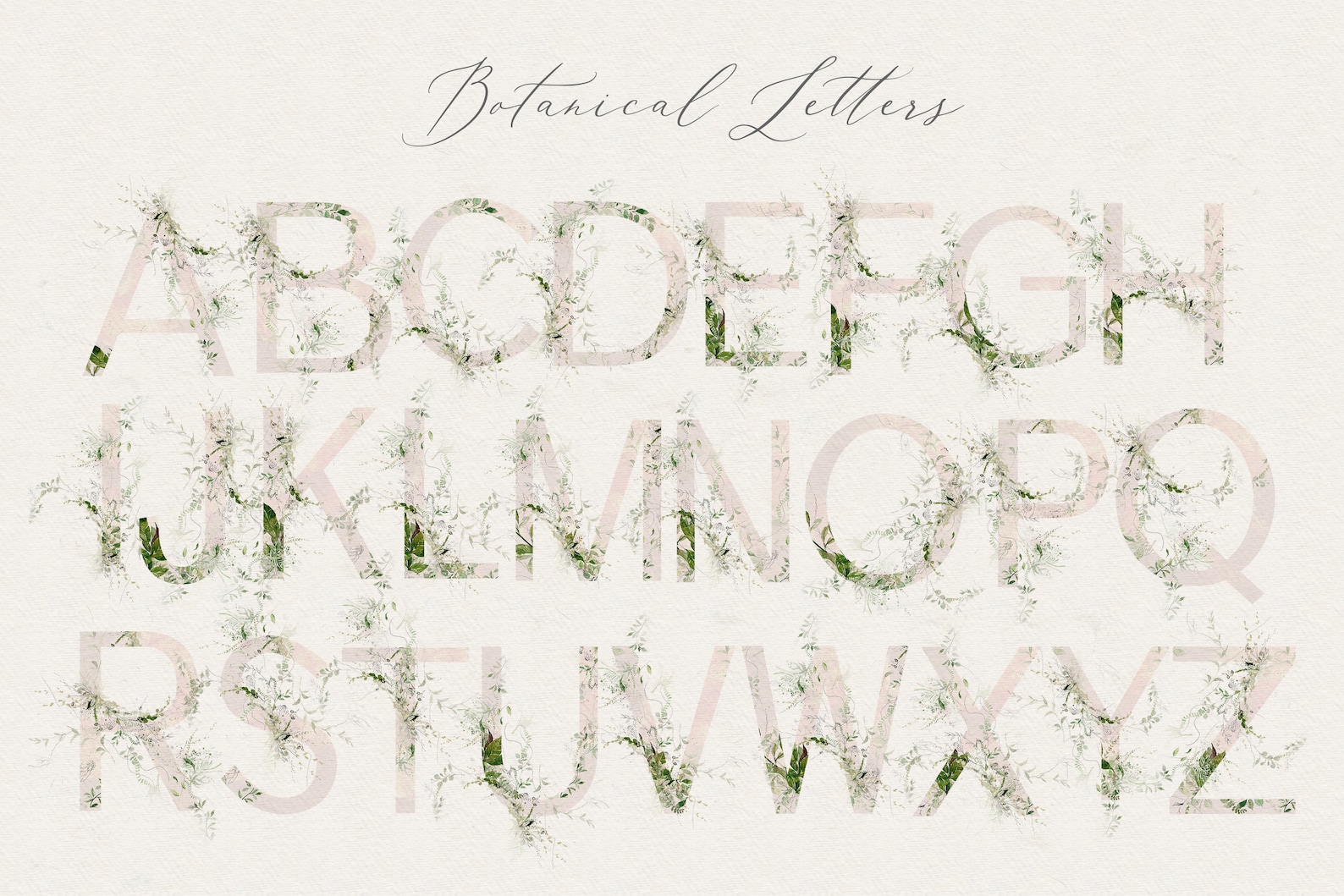 Fine Art Greenery Alphabet Monogram Letters Greenery - Etsy