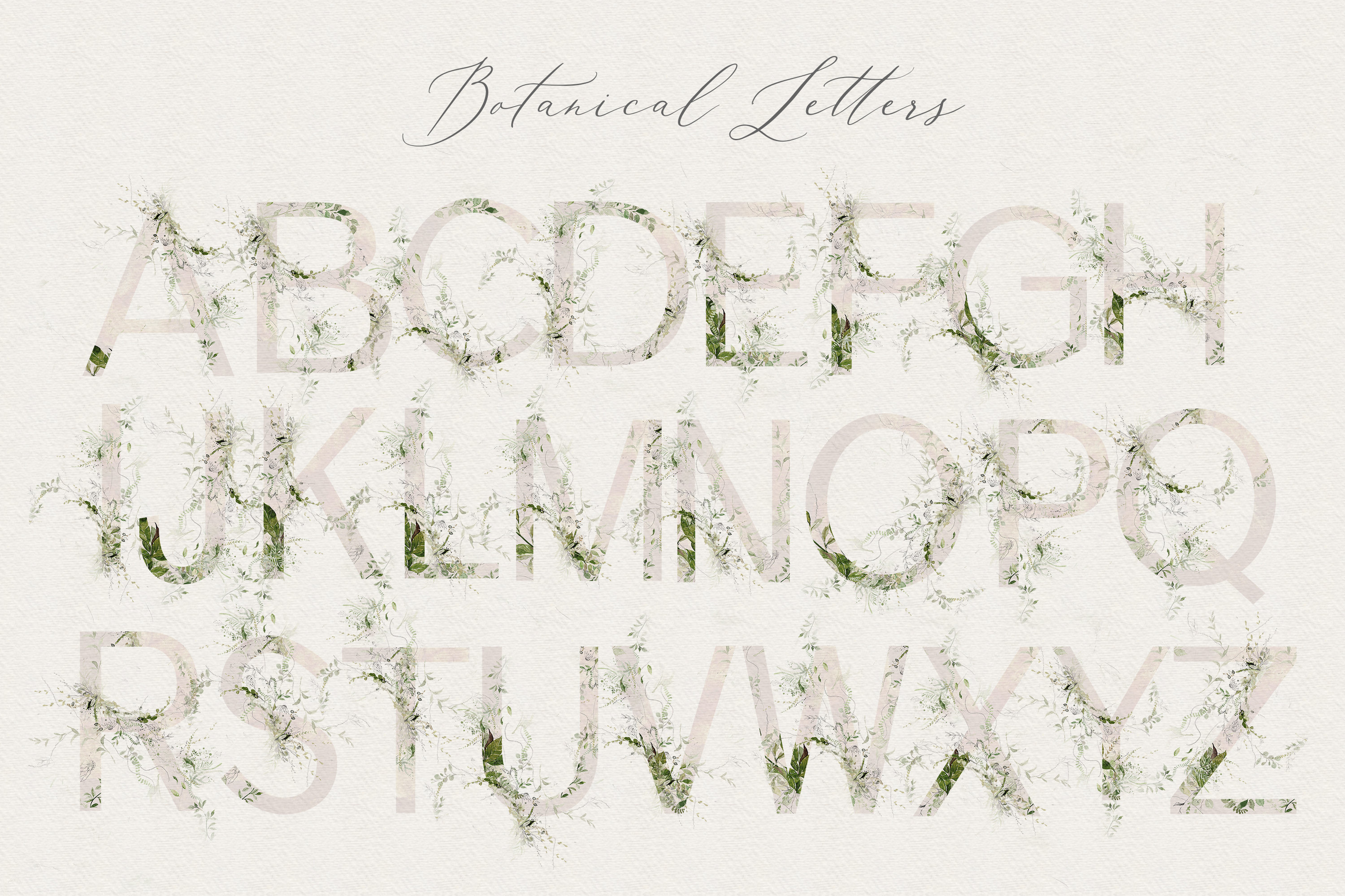 Fine Art Greenery Alphabet Monogram Letters Greenery - Etsy