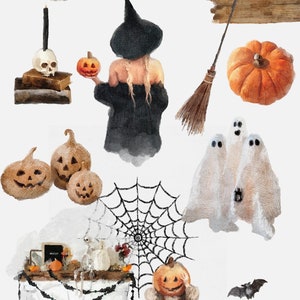 Watercolor Halloween Clipart - Halloween Clipart - Watercolor Clipart ...