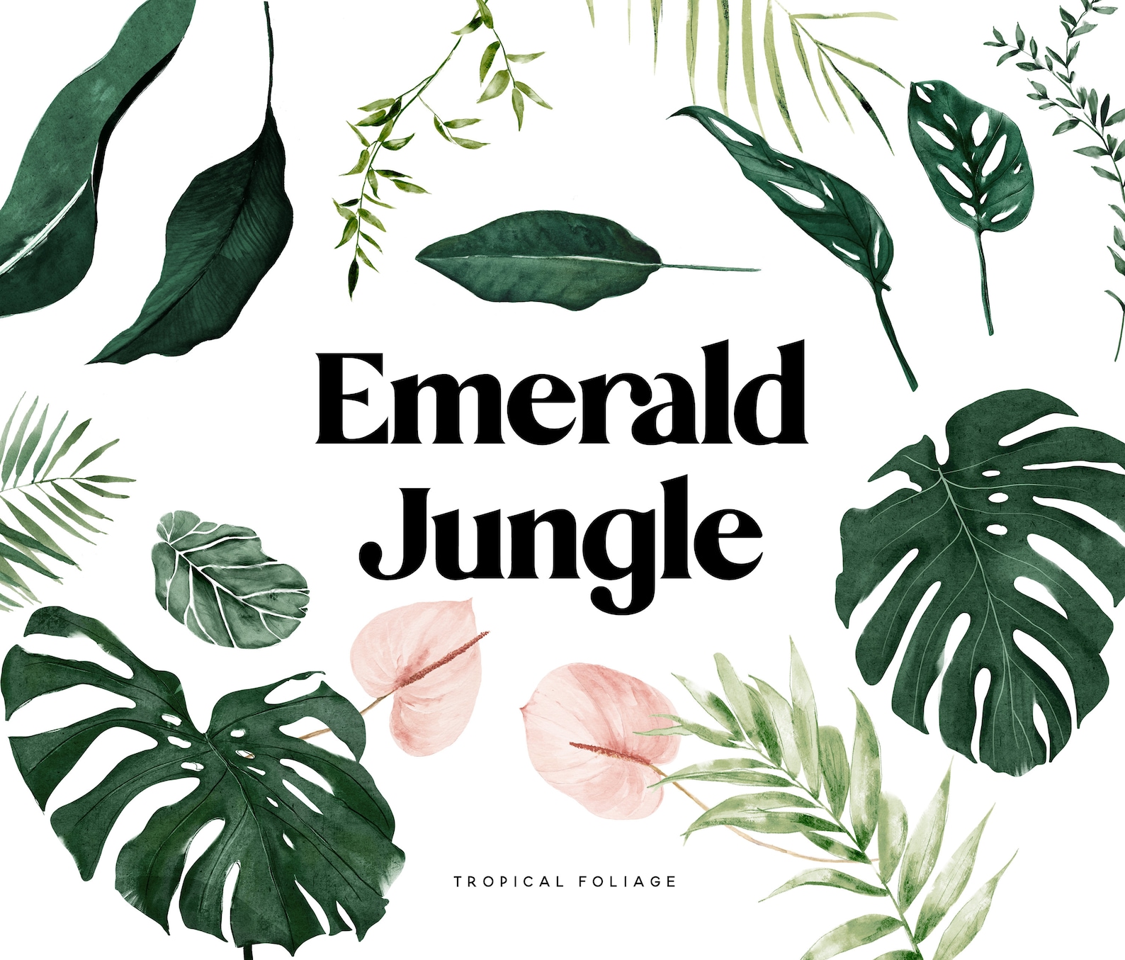 Tropical Jungle Watercolor Clipart Tropical Leaves - Etsy