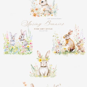 Watercolor Bunnies Clipart - Nursery Spring Clipart - Spring Clipart ...