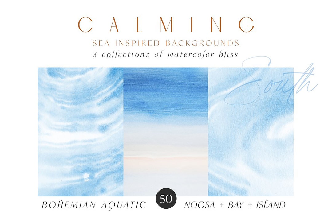 Watercolor Backgrounds, Ocean Backgrounds, Backgrounds Bundle ...
