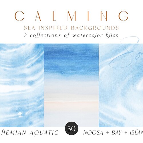 Watercolor Backgrounds Ocean Backgrounds Backgrounds Bundle | Etsy