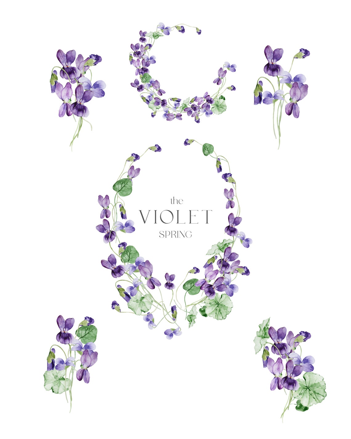 Violet Floral Clipart Spring Clipart Spring Flowers - Etsy