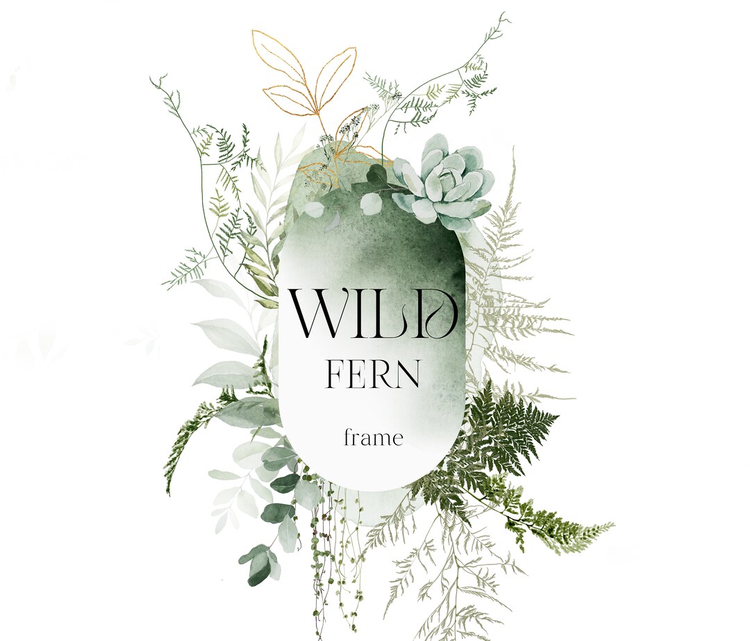 Greenery Clipart Premade Frame Clipart Botanical Watercolor - Etsy