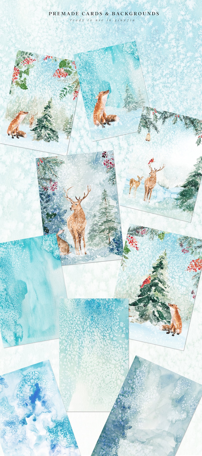 Woodland Winter Watercolor Clipart Christmas Clipart - Etsy