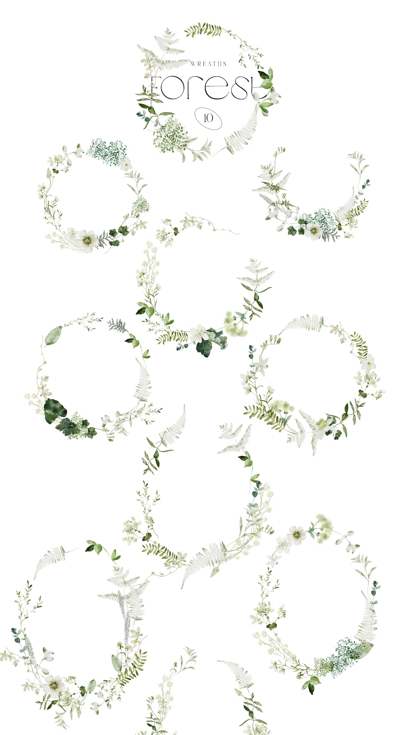 Watercolor Greenery Clipart - Greenery Foliage - Greenery Arrangements ...