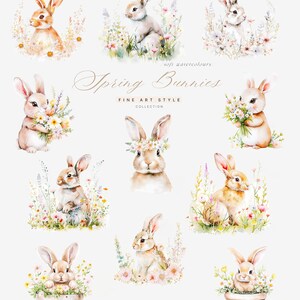 Watercolor Bunnies Clipart - Nursery Spring Clipart - Spring Clipart ...