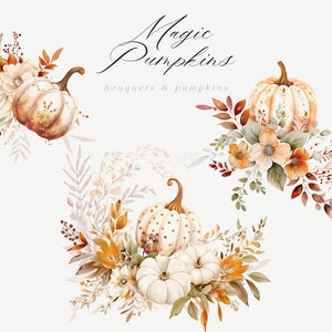 Watercolor Autumn Clipart - Pumpkins Clipart - Fall Watercolor Clipart ...