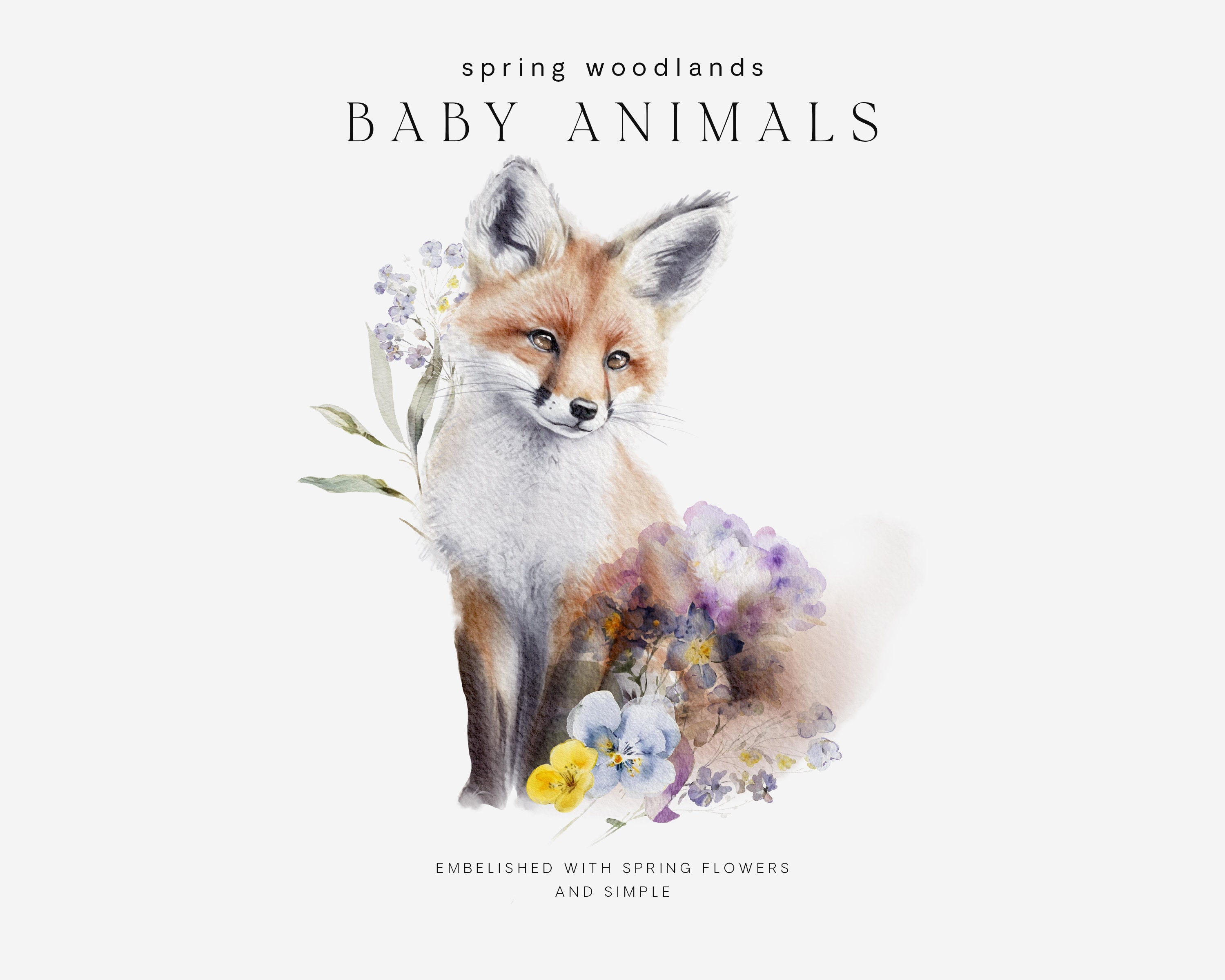 Baby Animals Watercolor Clipart Nursery Clipart Spring - Etsy