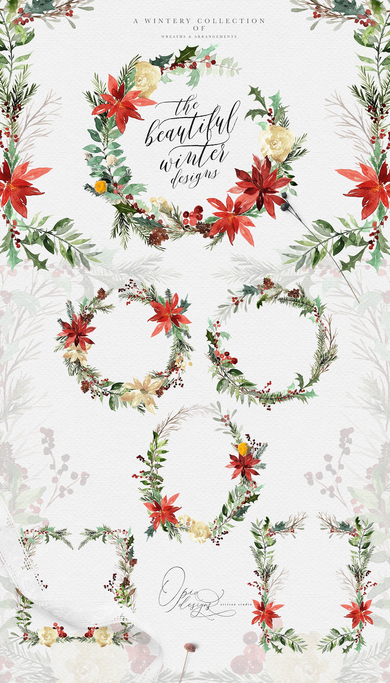 Evergreen Winter and Christmas Clipart Set Pine and Winter - Etsy