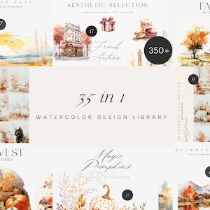 Watercolor Clipart Bundle - Autumn Clipart Bundle - Watercolor Bundle ...