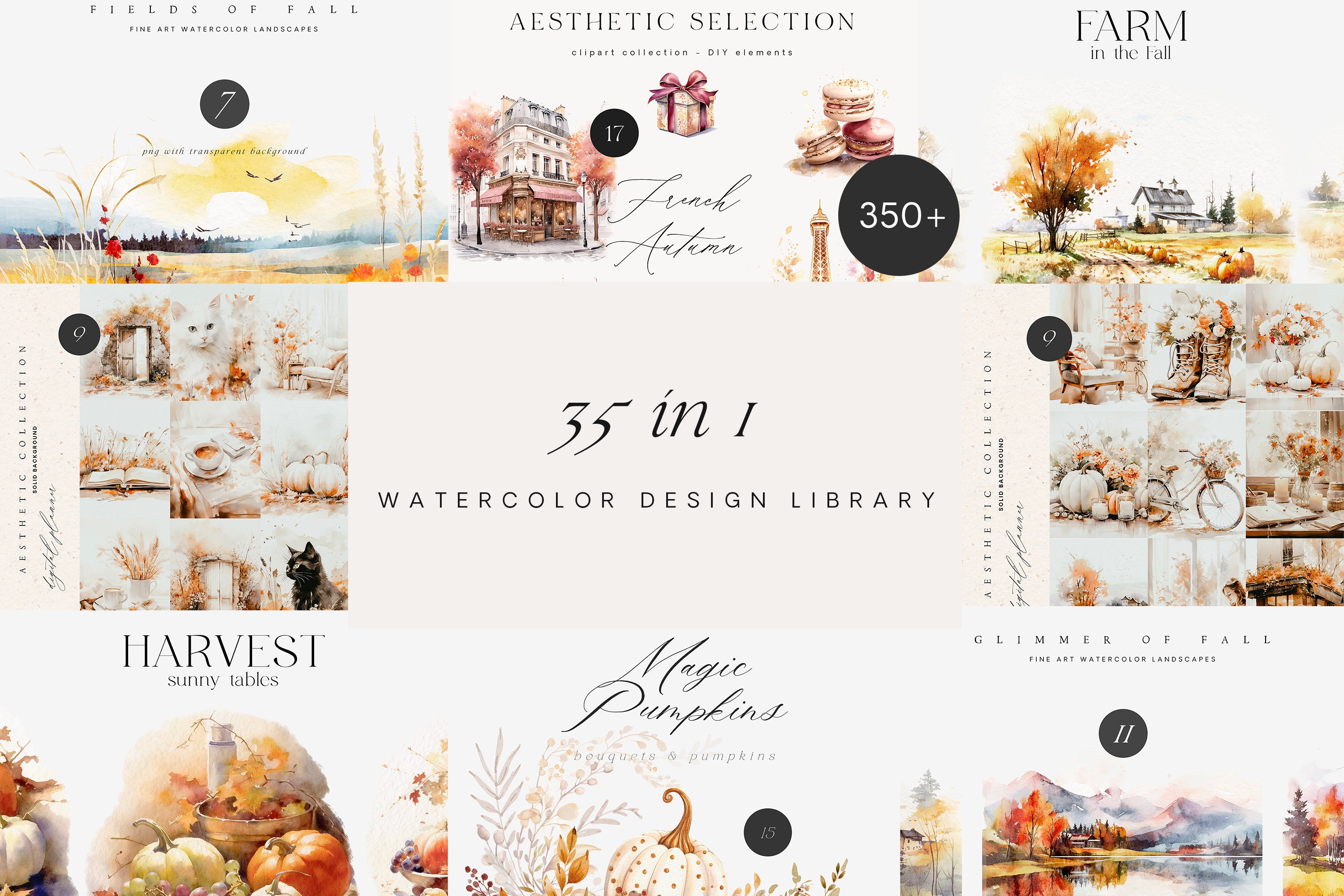 Watercolor Clipart Bundle - Autumn Clipart Bundle - Watercolor Bundle ...