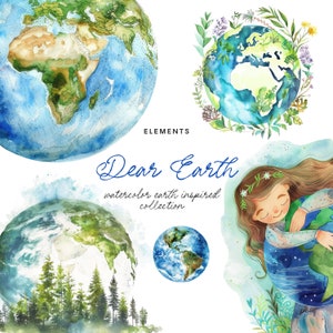Watercolor Planet Earth Clipart - Watercolor Terra Clipart - Love Earth ...