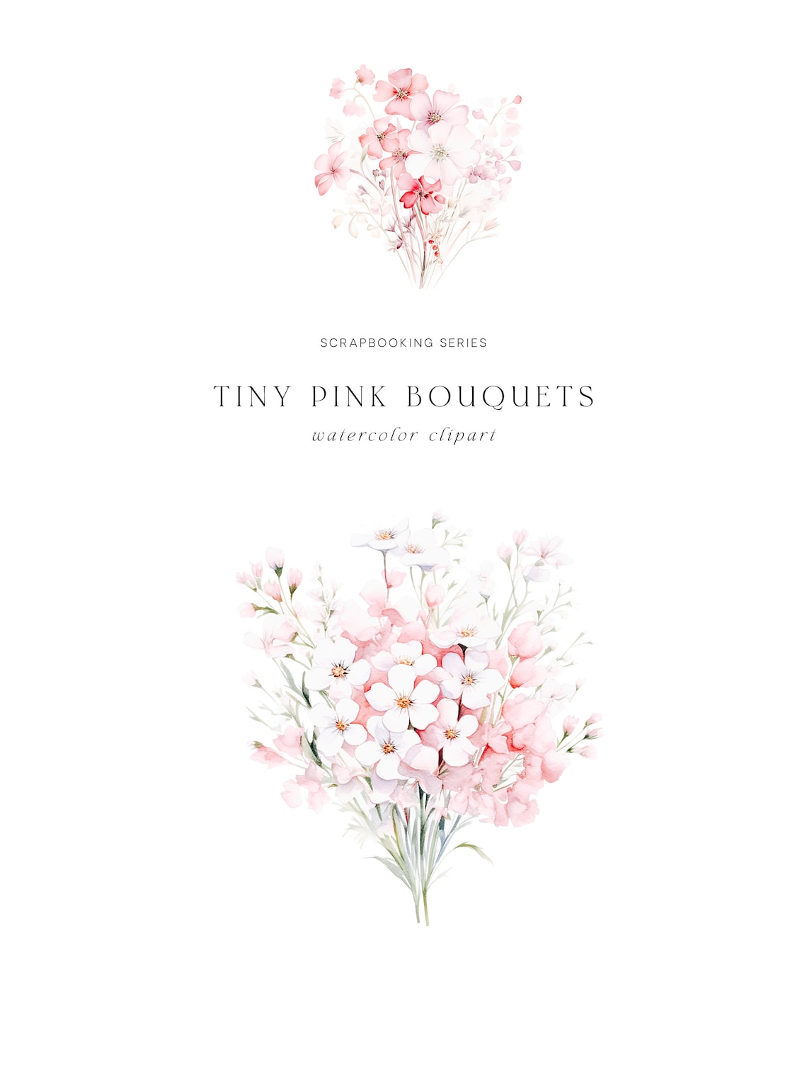 Watercolor Pink Floral Bouquets - Watercolor Floral Clipart - Pink ...