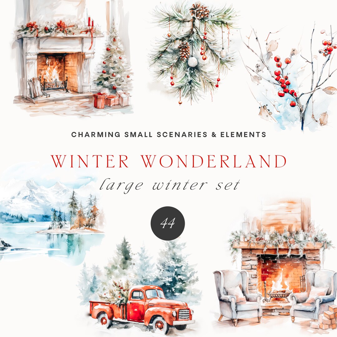 Watercolor Christmas Clipart - Winter Wonderland Clipart - Christmas ...