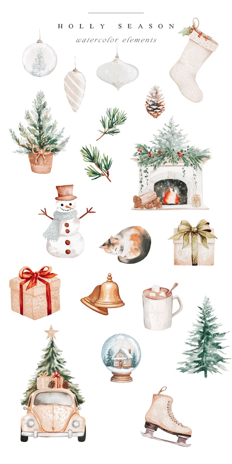 Holiday Season Watercolor Clipart - Christmas Clipart - Watercolor ...