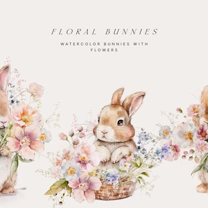 Bunnies Clipart - Nursery Spring Clipart - Children - Cherry Blossom ...