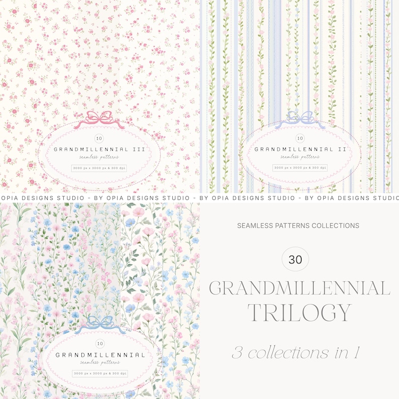 Grandmillennial Seamless Patterns - Grandmillennial Patterns Bundle ...
