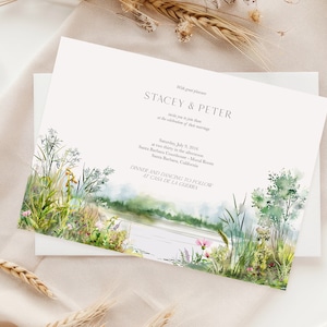 Watercolor Lake and Wild Flowers Borders - Wild Floral Borders ...