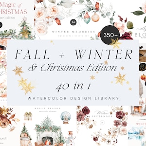 Watercolor Clipart Bundle - Winter Clipart Bundle - Watercolor Bundle ...