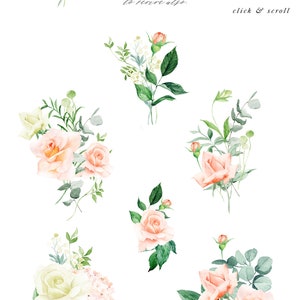 Watercolor Peach Blush Floral Clipart - Bouquets & Arrangements ...
