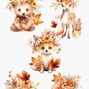 Watercolor Autumn Animals Clipart - Watercolor Nursery Clipart ...