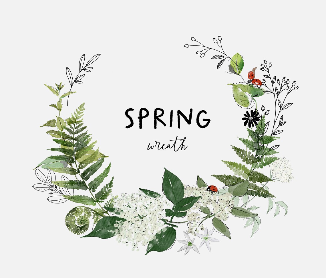 Watercolor Spring Clipart Spring Clipart Floral Wreath | Etsy