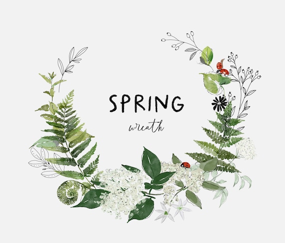 Watercolor Spring Clipart Spring Clipart Floral Wreath | Etsy