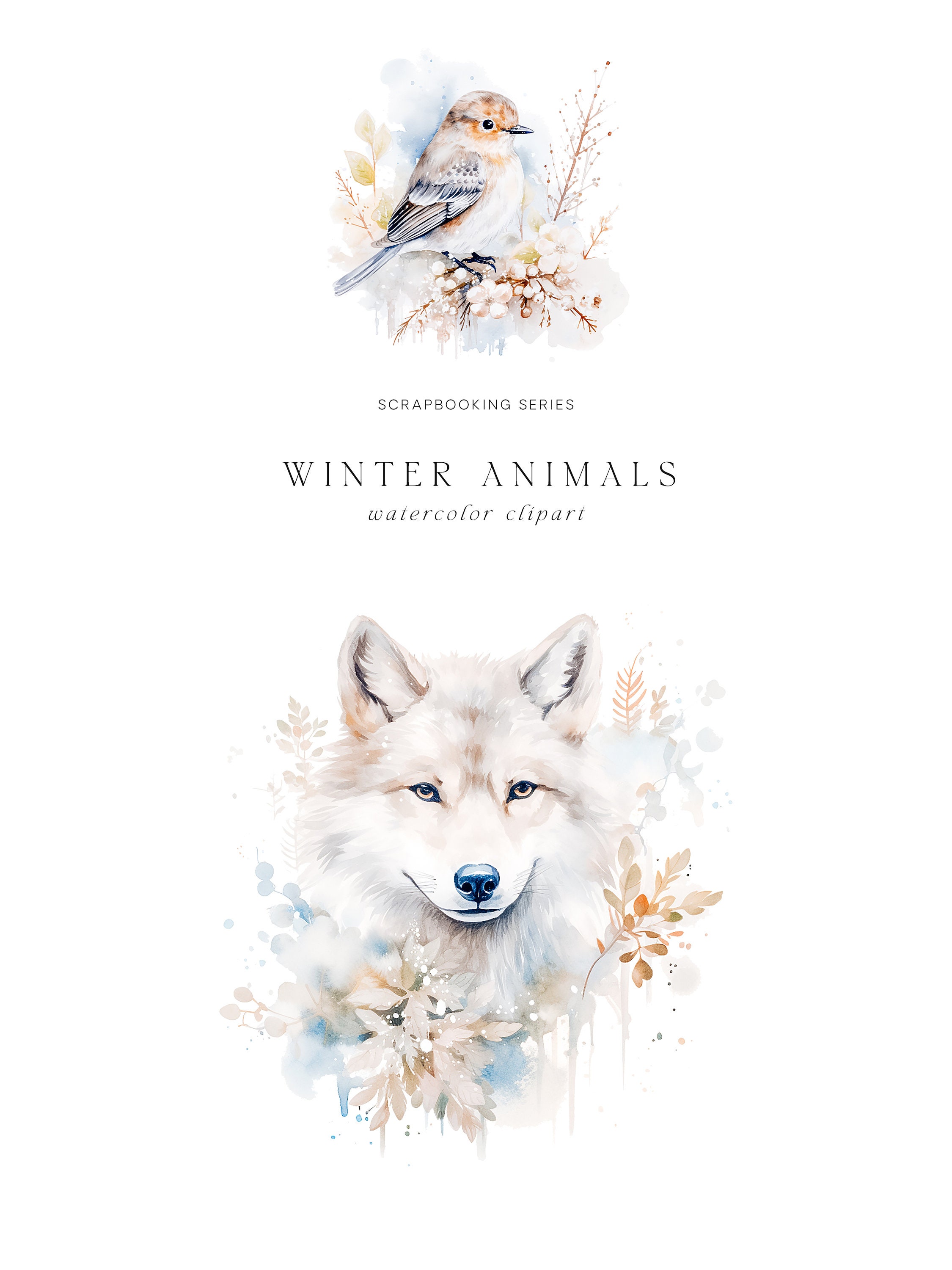 Winter Animals Clipart - Watercolor Winter Clipart - Winter Clipart ...