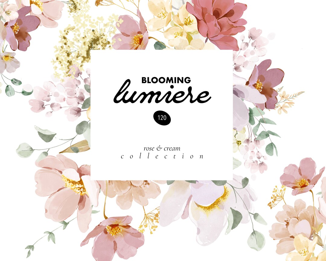 Watercolor Floral Clipart - Wild Flowers - Dusty Rose - Watercolor ...