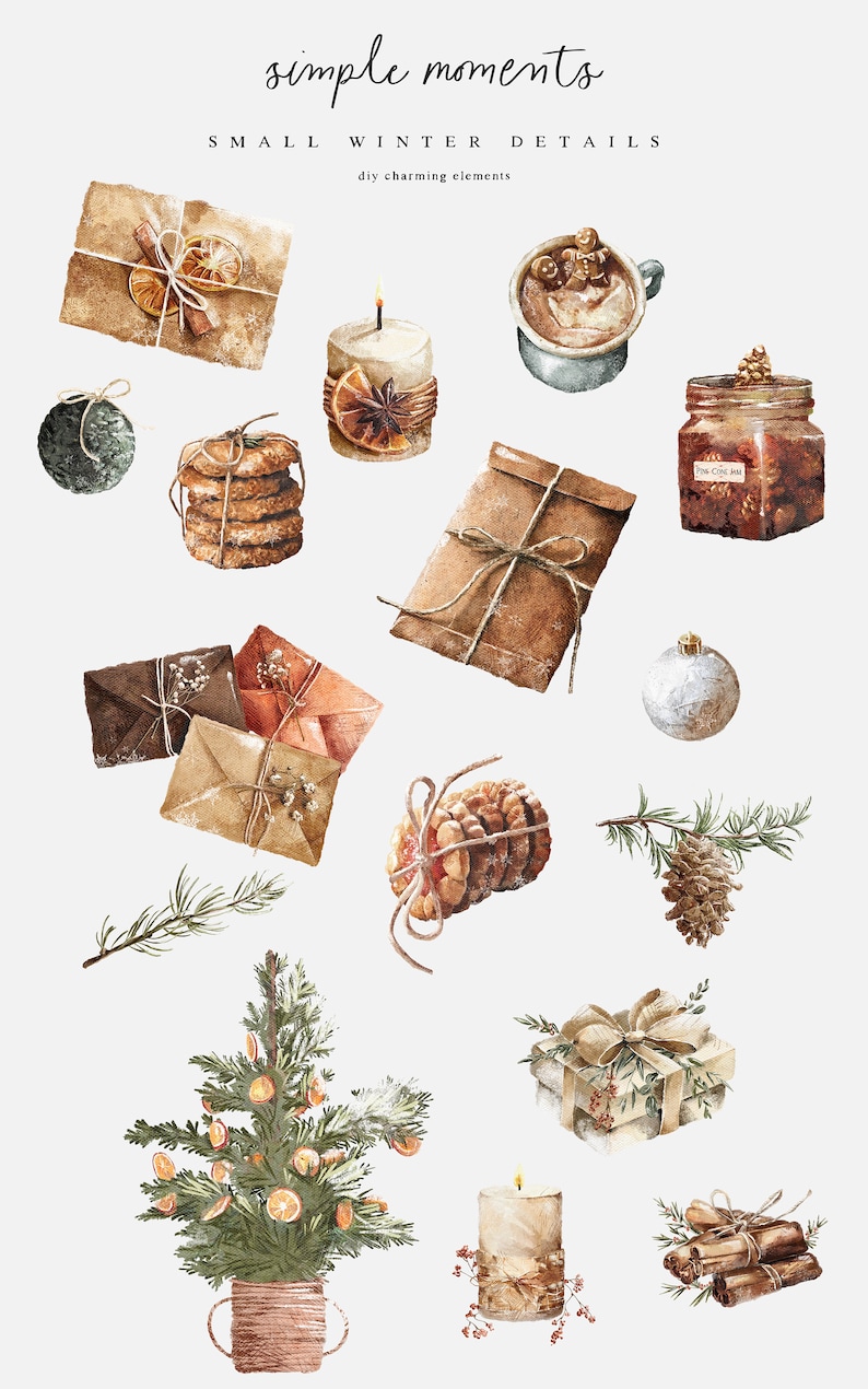Winter Watercolor Clipart - Winter Clipart - Christmas Clipart ...