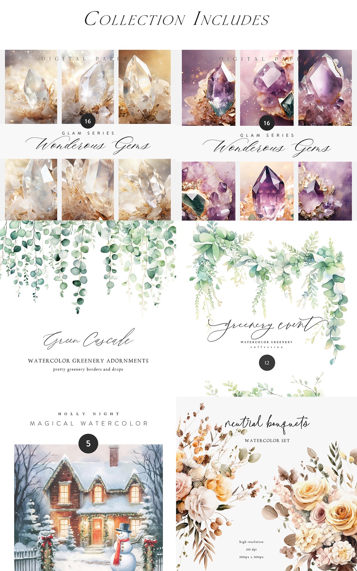 Watercolor Clipart Bundle - Winter Clipart Bundle - Watercolor Bundle ...